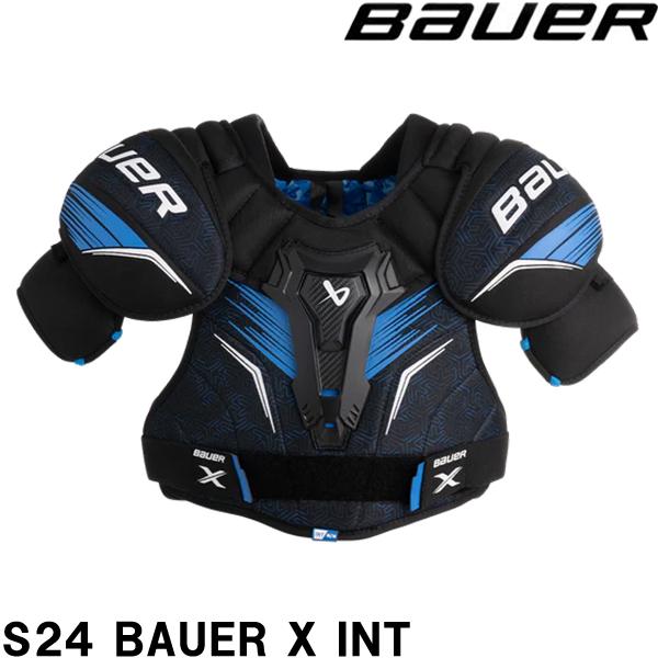 ■BAUER（バウアー）ショルダー　S24　BAUER　X　Inter●レクリエーションレベルのプレーヤー向けに作られた BAUER X ショルダー パッドは、あらゆるシフト中にしっかりと保護されながらも機敏な動きを維持できるように設計され...