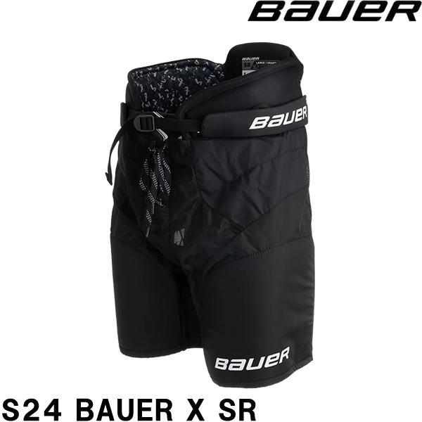 ■BAUER（バウアー）パンツ　S24　BAUER　X　Seniorレクリエーションレベルのプレーヤー向けに設計された BAUER X パンツ。プロ風の外観と、あらゆるゲームで快適さを維持するための理想的な量のパッドと保護を特徴としています...