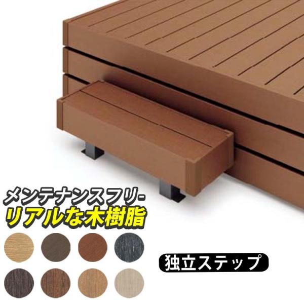 【5月から値上げ 4/28.14時迄限定特別価格】人工木ウッドデッキ四国化成 ファンデッキ用　独立ステップ（階段）【ウッドデッキ用オプション】■サイズ：幅91cm×高さ50cm×奥行31.4cm現場組み立て式■カラーセピアブラウン、マロンブ...