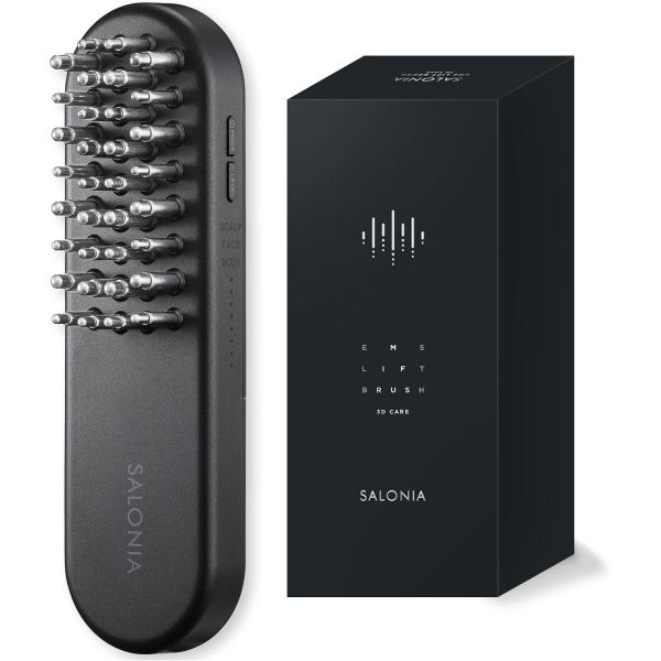 ・商品名SALONIA サロニア EMS リフトブラシ 上位モデル 3Dケア 電気ブラシ 美顔器 電動頭皮ブラシ リフトアップ ブラック 完全防水 ギフト プレゼント 贈り物 お祝い・商品説明【3Dブレンドパルス※】届く深さの異なる3つの周...
