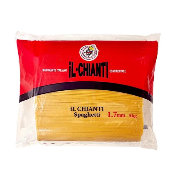 商品名：イルキャンティスパゲティ　1.7mm 5kgカテゴリー：乾燥ロングパスタ名称：スパゲティ原材料名：デュラム小麦のセモリナ（国内製造）内容量：5kg賞味期限：パッケージに記載保存方法：直射日光、湿気を避けて常温保存調理方法：標準ゆで時...