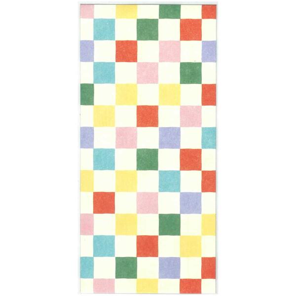 「市松模様」をモダンにアレンジした　和紙でできたのし袋です。チケットや商品券も入ります。ハイカラで華やかな色合いで、気軽にお使いいただけます。縦190×横90mm　５枚入奉書紙エヌビー1359111