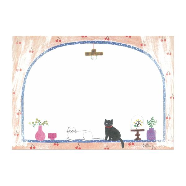 イラストレーター／絵本作家の布川 愛子さんの封筒です同じ柄の便箋もございますA5サイズの便箋を二つ折りにして入ります、はがきはそのまま入ります洋型2号サイズ　115×165mm　1柄5枚美濃和紙使用表現社　20-372