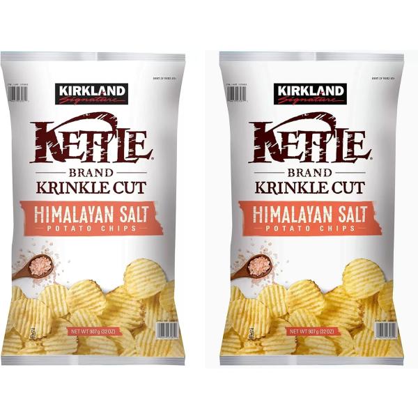 ・内容量：907g×2袋（計1814g）・ブランド：カークランドシグネチャー（Kirkland Signature）・味：ヒマラヤ産ピンクソルト使用・製造方法：ケトルクック製法（厚切りじっくり揚げ）・保存方法：直射日光・高温多湿を避け常温保...