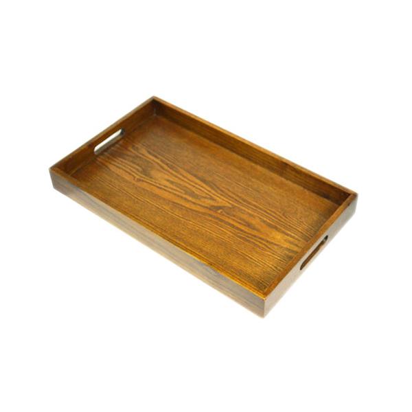 しっかりとした厚みの木製長手盆トレー。お客さまへのお食事や普段使いに人気。木目のままの天然エコ素材。飲食店で業務用の定番で大人気。ゆったりとした長手盆もちろん家庭用にもお使い下さい。材質：木製・漆サイズ（約）：51cm×30cm　高さ5.3...