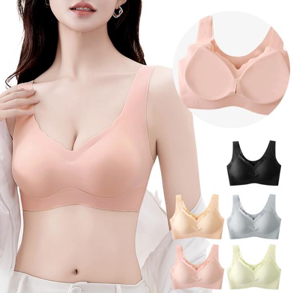 ・軽くてラクな着心地、素肌感覚のシームレスブラ・シームレス仕様でアウターにひびきにくい・一体型カップでバストを自然に整える・ノンワイヤーだから長時間着けても痛くならない・軽量だからつけていることを忘れる着心地・脇幅広めの作りで、脇や背中の気...
