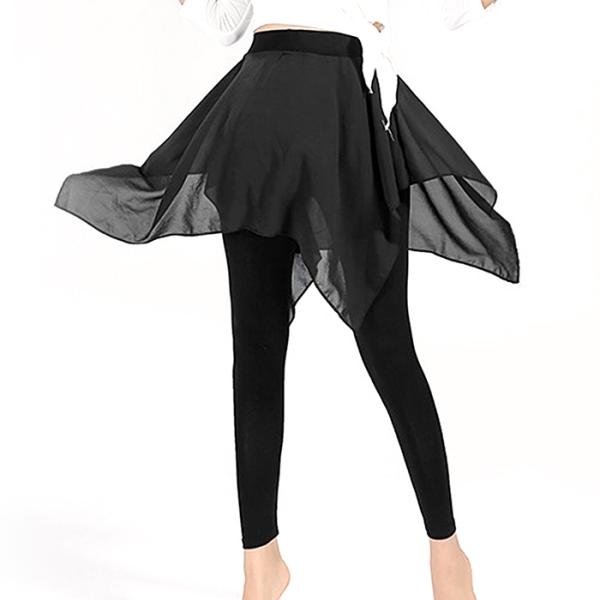 【バレエウェアはカーリーショップ】スカート付きレギンス・フワッと広がる軽いシフォンスカート付きのスパッツ・伸縮性に優れているため、身体にフィットして動きやすい・肌触りが柔らかく、サラサラした着心地・オールシーズン使える、薄手の生地・ヒップと...