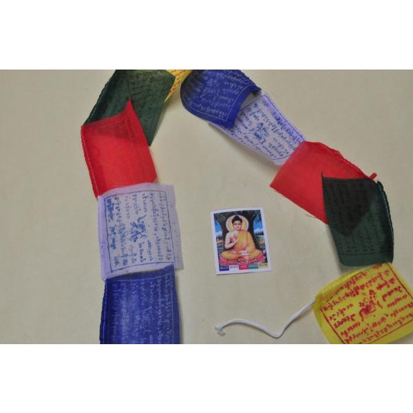 お経が書かれた5色の旗が2連(合計10枚)つながったタルチョです　　5本セットです　　5色すべて幸運を運んでくれる馬、ルンタがデザインされています　　小さいのでちょっとした飾り・インテリアにもなります　　チベット、シェルパの家庭には必ずと言...