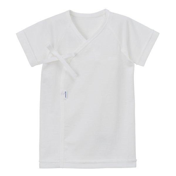 QUALITY：綿100％ 日本製天竺　さらっとさわやか春から夏向きの薄手で平編み地。通気性に優れ、サラッと涼しい軽い肌触りが特徴。赤ちゃんのお顔色がわかりやすい白色の肌着は、ご出産準備の基本アイテム★やわらかくぬくもりのある風合いで、吸水...