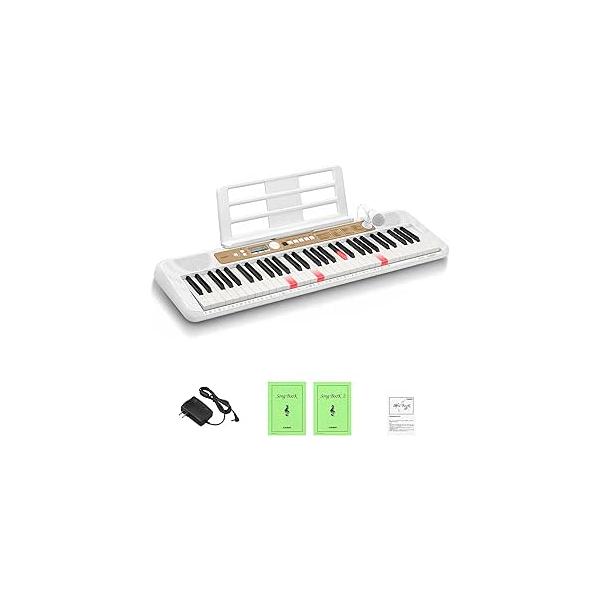 【子供に弾くこと、歌うことで音楽の楽しさを感じてほしい方へ】光る鍵盤を追いかけて、はじめてでもすぐ楽しい。楽しく弾ける！歌える！鍵盤が光って、弾く場所を教えてくれる光ナビゲーションキーボード。指一本でも楽しめて、マイクでいつでも歌える。カラ...