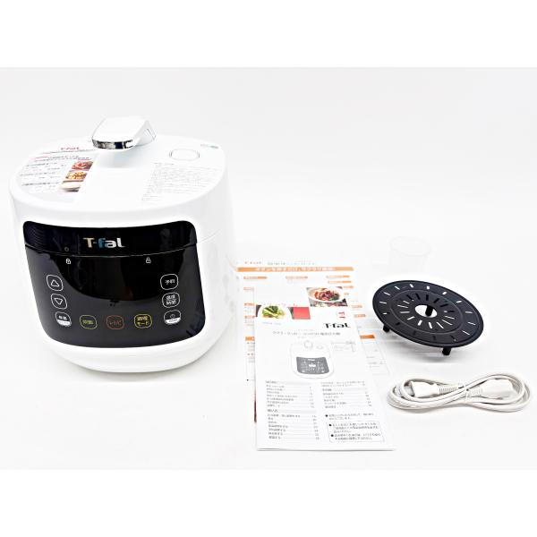 商品名：ラクラ・クッカー コンパクト 電気圧力鍋型番：CY3501JPメーカー：T-fal（ティファール）付属品：外箱、取扱説明書、レシピブック、蒸し台、電源コード、炊飯器用カップ（約180ml)コンディション：未使用品ですが、下記ダメージ...