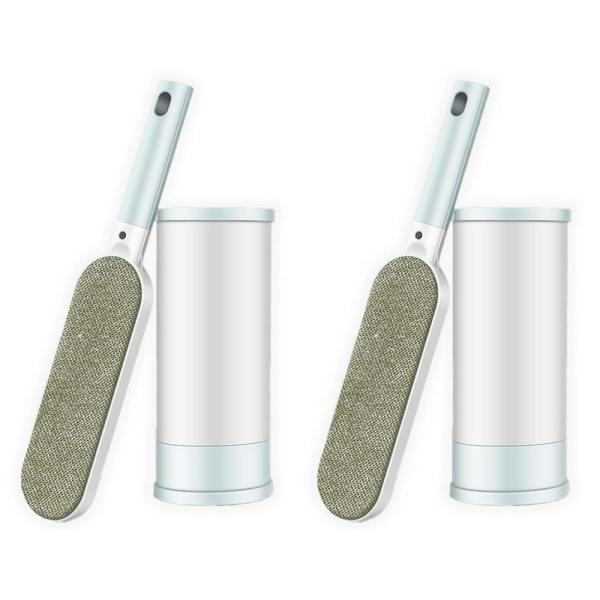 「商品情報」洋服ブラシは2本セットが便利：クローゼット、玄関、車、リビングにそれぞれ置いて、いつでもどこでもサッと使用するだけ。気づいたときにひとなでするだけで、ペットの毛やホコリをキャッチしてくれます。静電気でキャッチ：ポリエステル系の静...