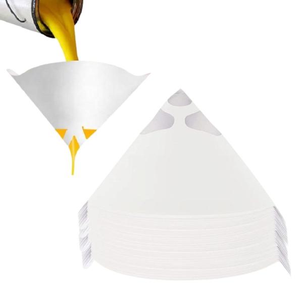 「商品情報」「主な仕様」塗装や実験に便利なろ紙セット：塗料やオイルや水など液体の不純物除去に最適な100メッシュのファンネル濾紙。ペイントやDIY、実験にも活躍します。使い捨てタイプで簡単・清潔のペイントストレーナー：繰り返し使用せず、使い...