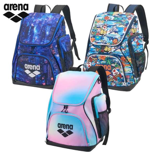 arenaの定番バックパック（AS5SBP11U）に、26FWのデザインテーマを落とし込んだ総柄モデル。●公式大会不可・A4対応（22×31cm)：〇・長財布（10×20cm）：〇・ペットボトル横向き（500ml）：〇・ペットボトル縦向き（...