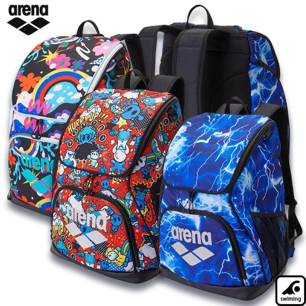 arenaの定番バックパック（AS5SBP11U）に、26SSのデザインテーマを落とし込んだ総柄モデルのバックパック。エントリースイマーから学生スイマーまで幅広いユーザーにおススメ。上部の大きい間口が物の出し入れがしやすく、約35Lの荷物を...