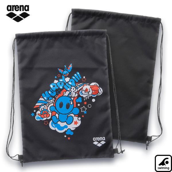arenaのアイコンであるアリーナくんシリーズのマルチバッグ。アリーナくんと仲間たちが虹の架かった雲の上での様子を表現したデザイン。●公式大会招集所持ち込み可。カラーBKBL（ブラック×ブルー）サイズF（37×53センチ）