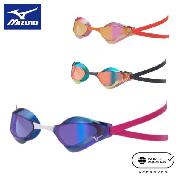 GX・SONIC EYE J型 カーブレンズ（レーシングタイプ）■WORLD AQUATICS（国際水泳連盟）承認済み■ミラーレンズ、くもり止め加工、UVカットサイズ鼻ベルト：5サイズ（XS、S、M、L、XL）交換式カラー15：ネイビー×パ...