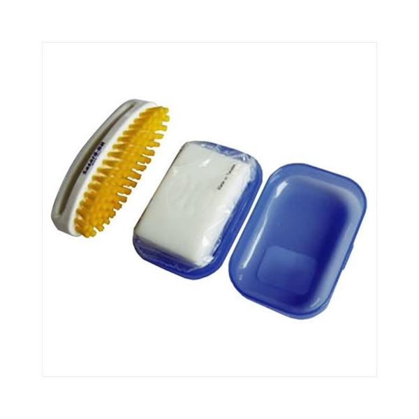 せっけんをすりこみブラシでたたく、こする<br>素材：(ブラシ)ＰＰ<br>内容：セッケン、ブラシ、セッケン箱<br>原産国：中国<br>