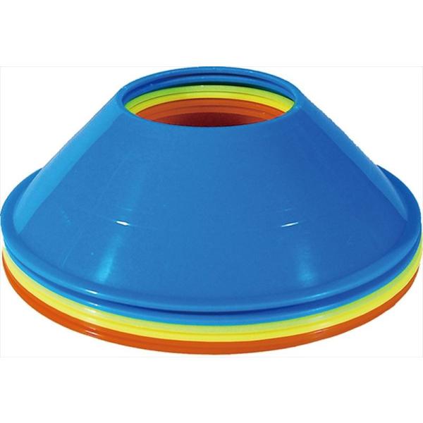 様々なトレーニングに使える蛍光カラーステップコーン。ステップトレーニングの他、ターゲットマーカーなど様々な使い方ができます。うすくラインを入れているのでカッター等で切れば２種類のサイズに分離できます。<br>素材：ポリエチレン&...