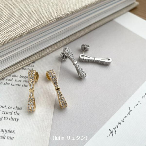 〔lutinリュタン〕 リボンピアス 　アクセサリー　レディース  シンプル　シルバー　ゴールド　大ぶり　プレゼント　ギフト