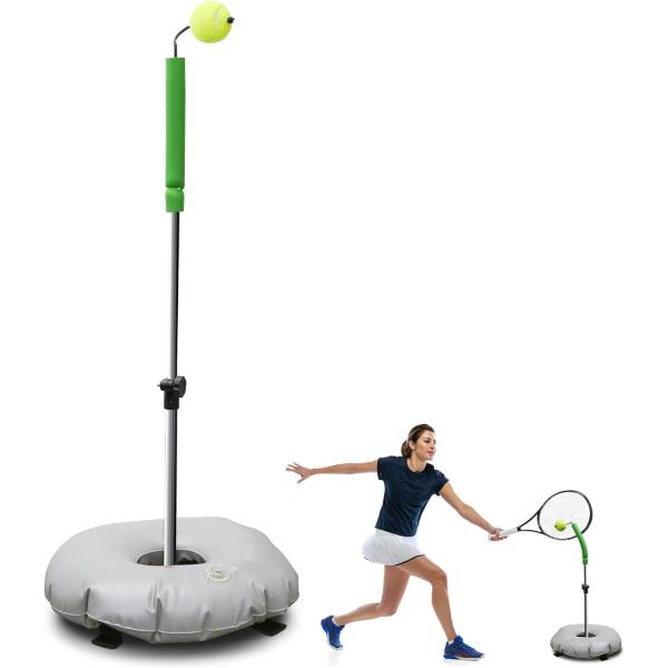 【テニストレーナーエイド】：フロアテニススイングトレーナー、非常に便利なテニスヒットトレーニングツール。トップスピン、ステレオタイプ、練習トレーニング用のポータブルテニストレーナーで、自宅、ジム、庭、公園など、屋内外のさまざまな場所に適して...