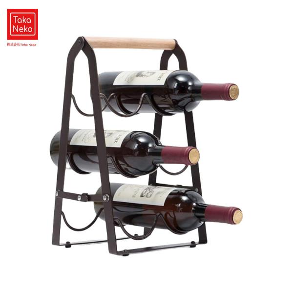 【洗練されたモダンデザイン】: エレガントなメタル構造と温もりを感じる木製ハンドルが融合したスタイリッシュなデザイン。シンプルながらも存在感があり、リビング、キッチン、ダイニングルームなど、あらゆる空間に上品さをプラスします。【最大6本のワ...