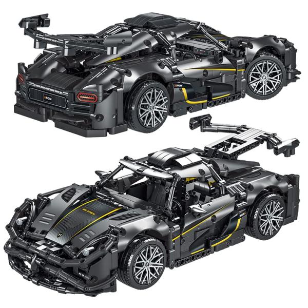 スポーツカーセット：本製品のベースカラーはスポーツテイストあふれるブラックで、たくさんの炭素繊維柄のステッカーを使用しており、それぞれの角度で車はとてもクールです。 1：14の割合で、開閉可能なドア、タイヤと連動して動くハンドル、シミュレー...