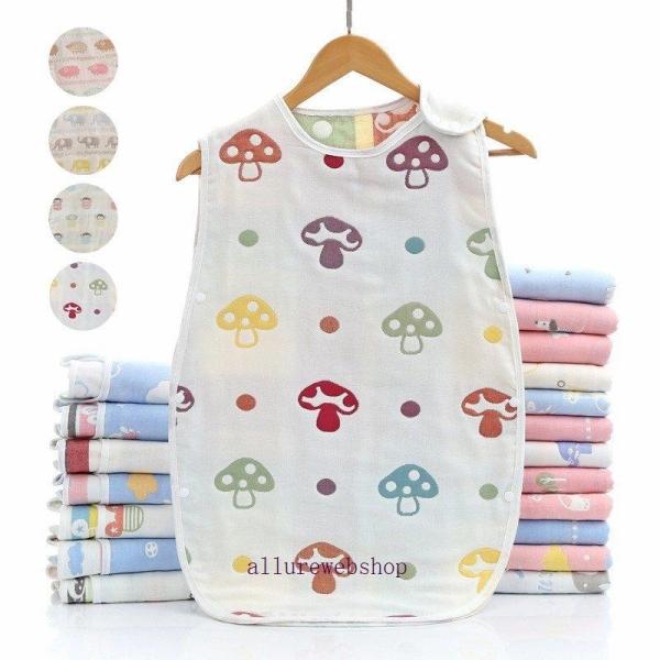■商品紹介■6重ガーゼで優しく肌触りの良いベビースリーパー です。スナップボタン式で簡単に着脱できるので、赤ちゃんが動いても安心。洗濯機で丸洗いできるのでいつでも清潔にお使いいただけます。■サイズ：53cm×37cm※平置き・メジャー採寸で...