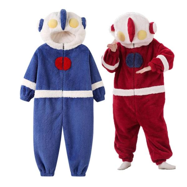 着ぐるみ ウルトラマン 子供 パジャマ 被り物 ルームウエア もこもこ 連体服 厚手 キッズ 防寒 フランネル キャラクター 暖かい 男の子 誕生日 記念撮影素材：ポリエステル。モコモコの起毛素材は軽くて柔らかく滑らかな肌触り、マシュマロの...