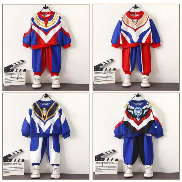 ウルトラマン パーカー 上下セット 子供用コスチューム 2点セット パーカー+パンツ  コスプレ仮装 厚手  防風 スポーツウェア ハロウィン クリスマス 【ウルトラマンキャラクターデザイン】：人気のヒーロー、ウルトラマンのデザインが施され...