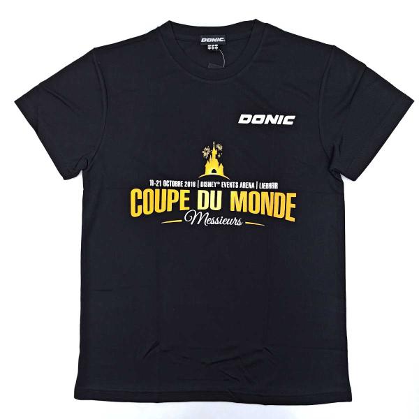 [ブランド] ドニック[タイプ] 卓球 2018 ワールドカップ パリ フランス 記念 ドライシャツ プラシャツ Tシャツ[表記サイズ] M[対象] ユニセックス[カラー] ブラック[身幅] 約49.5cm[着丈] 約67.5cm[状態] ...