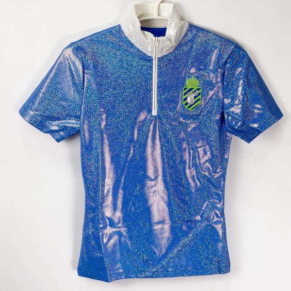 [ブランド] Chriwen クリューベン[タイプ] Twinkle  半袖 ハーフジップ ライティング シャツ[表記サイズ] XS[対象] レディース[カラー] ブルー[身幅] 約37cm[着丈] 約57cm[状態] 未使用品