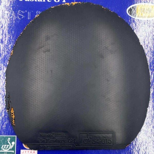 [ブランド] ニッタク[タイプ] ファスタークG-1 黒 特厚 卓球ラバー[縦(最大)] 約155mm[横(幅/最大)] 約155mm[下辺] 約95mm[状態] 端などに傷みがみられます。