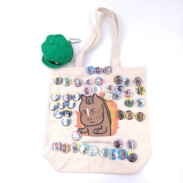 [タイプ] ぱかぱかばっじ 45個付 トートバッグ 競馬 / 枠色ジョッキーキャップポーチ 緑[サイズ] トートバッグ 幅約35cm×奥行約10.5cm×高さ約36cmキャップポーチ 幅約11cm×奥行約12.5cm×高さ約7cm[状態] ...