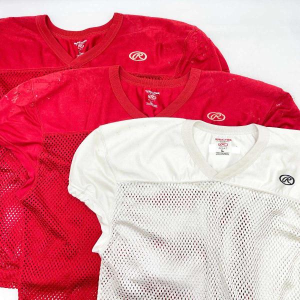 [ブランド] ローリングス[タイプ] アメフト 練習用メッシュジャージ シャツ[表記サイズ] L[カラー] レッド/ホワイト[状態] 特に肩部分に傷み・汚れ・細かな穴があります。(ネームが書かれているものが含まれます。)