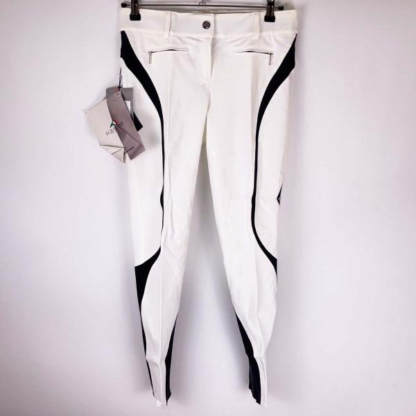 [ブランド] EQUILINE エクイライン[タイプ] ハーフグリップ キュロット[表記サイズ] 44[対象] レディース[型番] N08534[カラー] ホワイト[総丈] 約94cm[ウエスト] 約39cm[状態] 未使用品