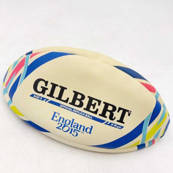 [ブランド] GILBERT ギルバート[タイプ] RWC ラグビーワールドカップ 2015 イングランド ラグビーボール 5号球[状態] 使用感があり、汚れがみられます。（おまけの台座に汚れがみられます。）
