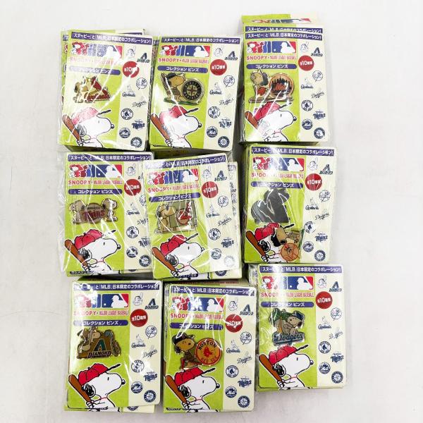 [ブランド] NORICO ノリコ[タイプ] スヌーピー × MAJOR LEAGUE BASEBALLコレクション ピンズ[状態] 未使用品ですが、ピンズが1つ破損しています。(すべて箱を開封し、付属のお菓子は抜いています。)