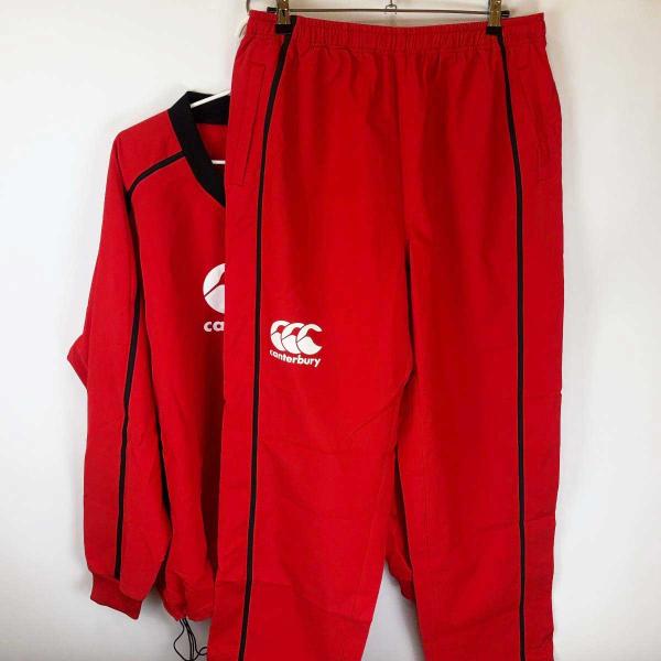 [ブランド] カンタベリー[タイプ] ピステ トレーニングウェア プルオーバー ロングパンツ[表記サイズ] 4L[型番] RG78500B／RG18500B[カラー] レッド[サイズ] ジャケット/身幅約70cm×着丈約80cmパンツ/ウエ...