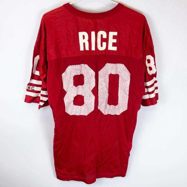 [タイプ] NFL 49ers サンフランシスコ フォーティナイナーズ ユニフォーム ジャージ #80  RICE ジェリーライス[身幅] 約57cm[着丈] 約75cm[状態] 使用感があり、プリントにダメージがあります。また、品質表示タ...