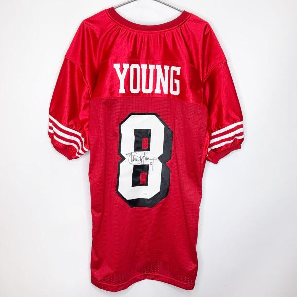 [タイプ] NFL 49ers サンフランシスコ フォーティナイナーズ ユニフォーム ジャージ #8 YOUNG スティーブ・ヤング[表記サイズ] XL[生産国] フィリピン[身幅] 約64cm[着丈] 約86cm[状態] 多少の使用感があ...