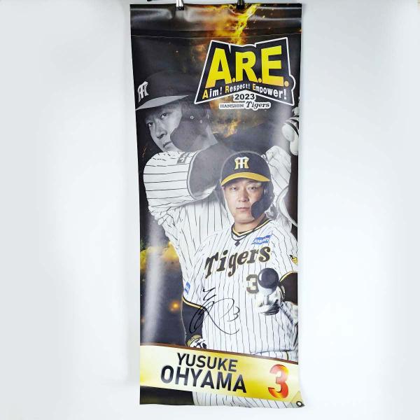[タイプ] 阪神タイガース 大山悠輔 #3 甲子園駅前広場 実使用タペストリー 2023年 直筆サイン入り　サイズ：縦約119×横約48cm[状態] 汚れや傷み・縁の毛羽立ちがあり、上部の端に画像のような破れがみられます。[詳細備考] 20...