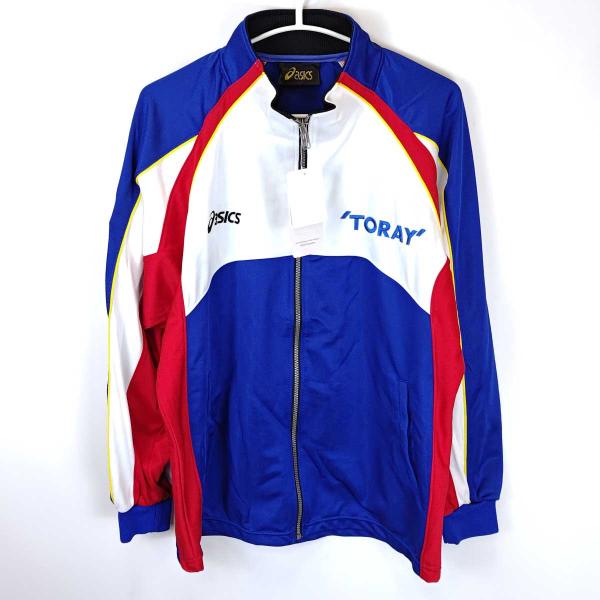 [ブランド] アシックス[タイプ] Vリーグ 東レアローズ 支給品 ジャージ 別注[表記サイズ] L[対象] メンズ[身幅] 約58cm[着丈] 約68.5cm[裄丈] 約85.5cm[状態] 未使用品(内側の中央部分に、襟の下から裾にかけ...