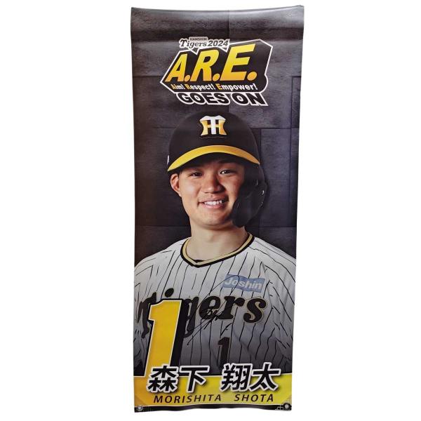 [タイプ] 阪神タイガース 森下翔太 #31 甲子園駅前広場 実使用タペストリー 2024年 直筆サイン入り 非売品[サイズ] 縦約119×横約48cm[状態] 汚れや傷みがあり、画像のように上部の端に少し破れがみられます。