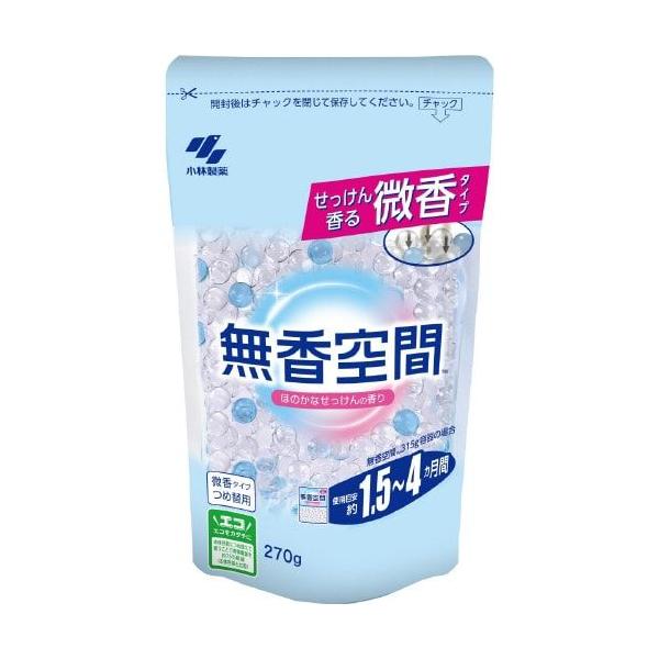 ★商品合計金額3000円(税込)以上送料無料★「無香空間（ＴＭ）ほのかなせっけんの香り」は、ほのかに香りが漂う微香タイプの消臭剤。各種の消臭作用を持つアミノ酸系消臭成分を配合。透明ビーズが様々な気になるニオイを効果的に消臭します。●容量／２...