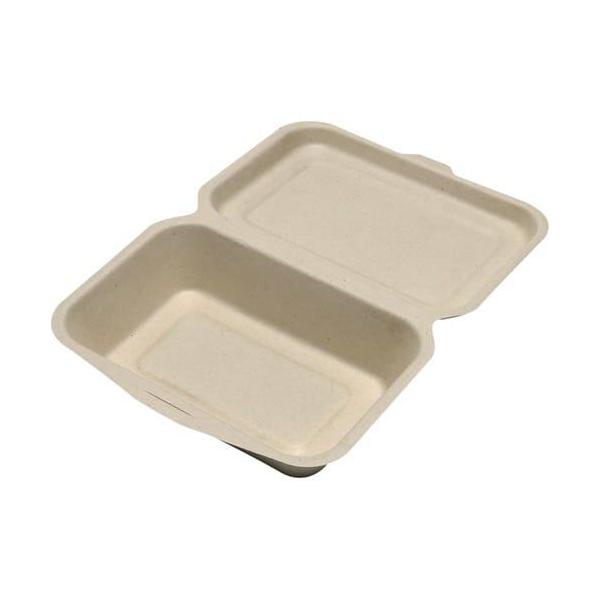 ★商品合計金額3000円(税込)以上送料無料★さとうきび（バガス）素材の環境に配慮したモールド容器です。Ｓサイズ２５枚入り。●寸法／約１２５×１７０×フタまでの高さ５０ｍｍ●カラー／未さらし●容量／約４５０ｍｌ●材質／非木材パルプ（バガス）...