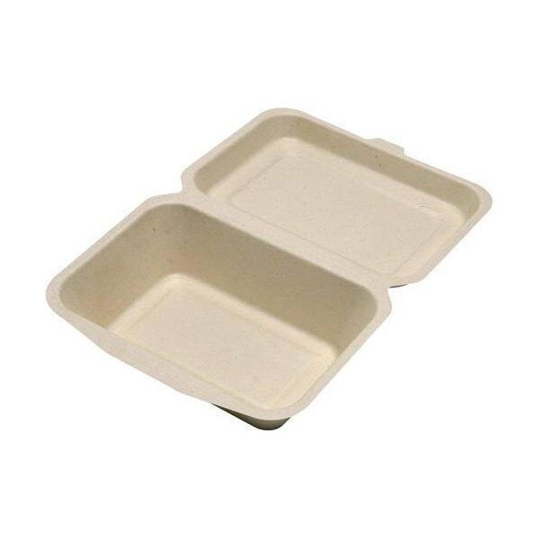 ★商品合計金額3000円(税込)以上送料無料★さとうきび（バガス）素材の環境に配慮したモールド容器です。Ｍサイズ２５枚入り×８パック。●寸法／約１３５×１８５×フタまでの高さ６５ｍｍ●カラー／未さらし●容量／約６００ｍｌ●材質／非木材パルプ...