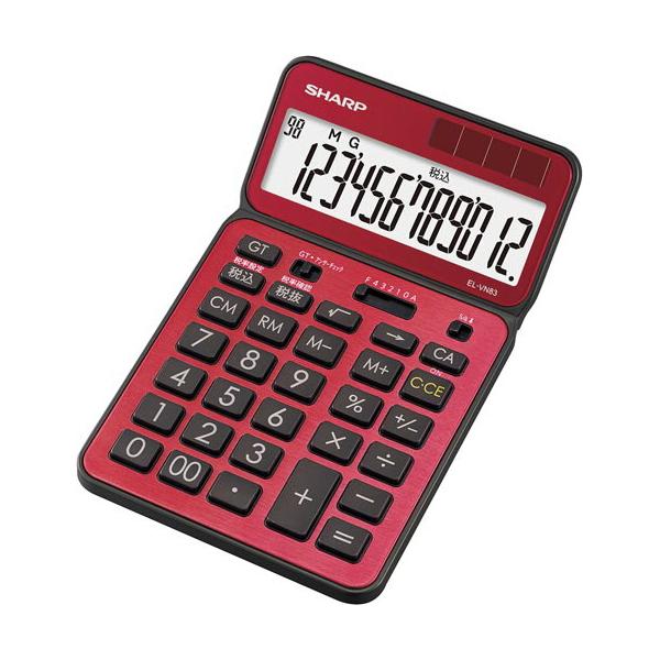 ★商品合計金額3000円(税込)以上送料無料★抗菌剤を練り込んだキーを採用。表面にアルミパネルを使用した高級感あるカラー・デザイン電卓。●カラー／レッド系●質量／約１６８ｇ（電池含む）●寸法／幅１０９×奥行１８０×厚さ１４ｍｍ●桁数／１２桁...