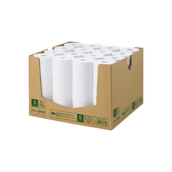★商品合計金額3000円(税込)以上送料無料★ＦＳＣ（Ｒ）認証の環境に配慮したシングル１５０ｍトイレットペーパー。箱ごと置いたままサッと取り出せるミシン目入りダンボール。無梱包・芯なしでゴミとコストも削減。●ロール寸法／紙幅１０８ｍｍ×直径...
