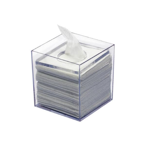 ★商品合計金額3000円(税込)以上送料無料★半分に切ったティッシュにぴったりなティッシュケース。枚数が増えて節約に。透明なので中身の残量が分かる。●寸法／幅１２６×奥行１２６×高さ１３０ｍｍ●内寸法／幅１１３×奥行１１３×高さ１２７ｍｍ●...